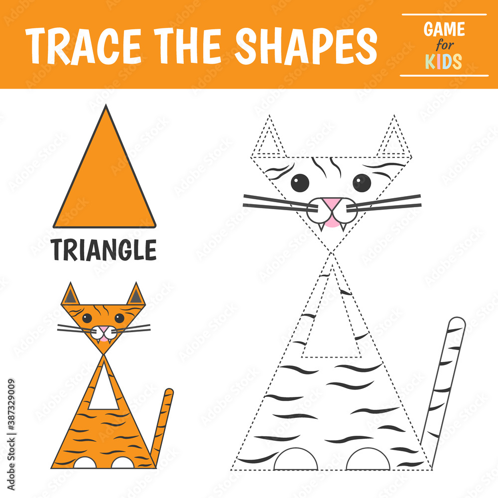 Learn geometric shapes - triangle. Preschool worksheet for practicing ...