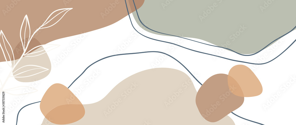 Botanical abstract organic shapes background vector in warm earthy ...