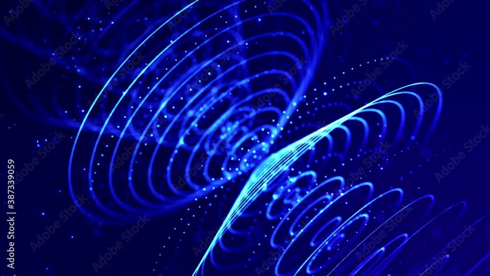 4k looped sci-fi particle background of microworld or space with bokeh ...