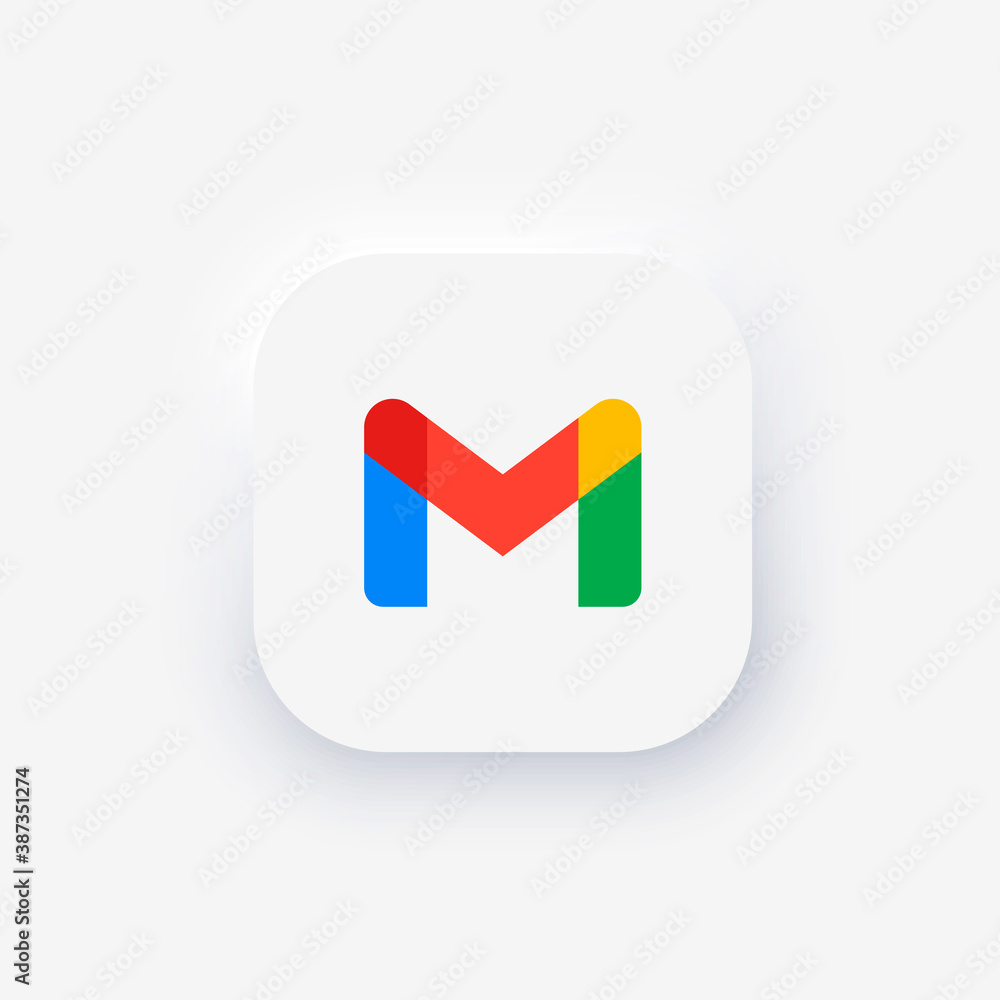 TURKEY, ANTALYA - OCTOBER 23, 2020: Gmail Google button with rounded ...