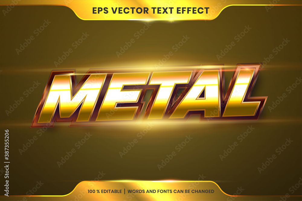 Text effect in 3d Metal gold words, font styles theme editable ...