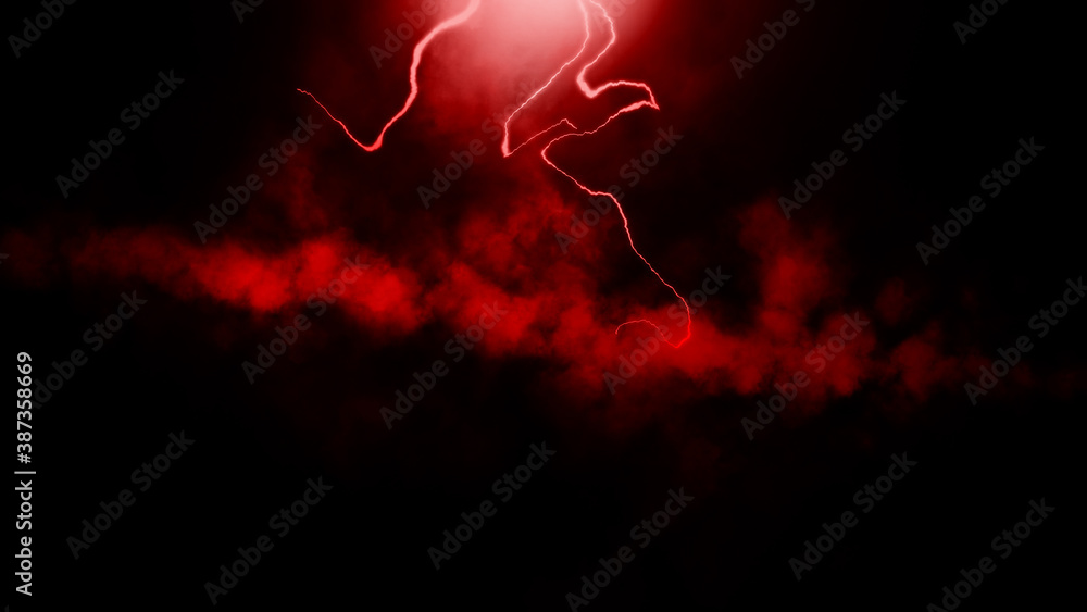 Abstract realistic nature red lightning thunder background . Bright ...