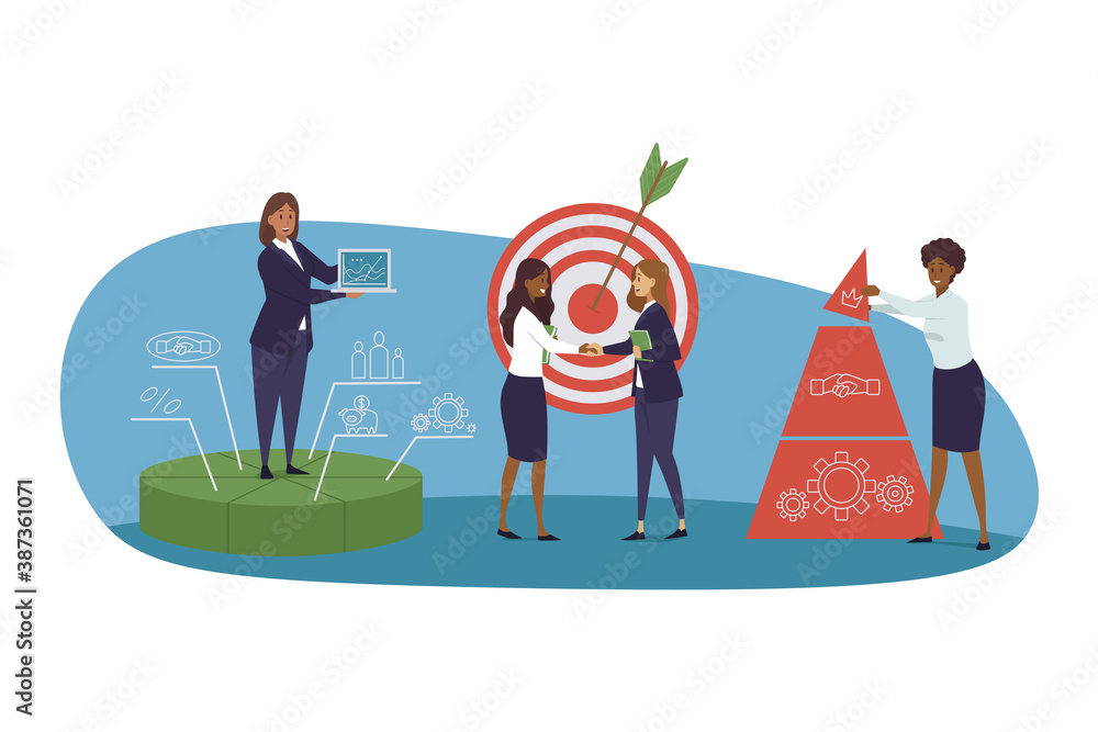 Business, targeting, team building, success, analysis concept. Group of ...