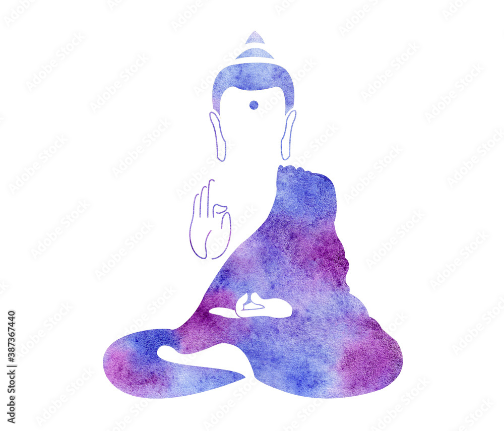 Watercolor purple buddha. Symbol of buddha isolated on white background ...