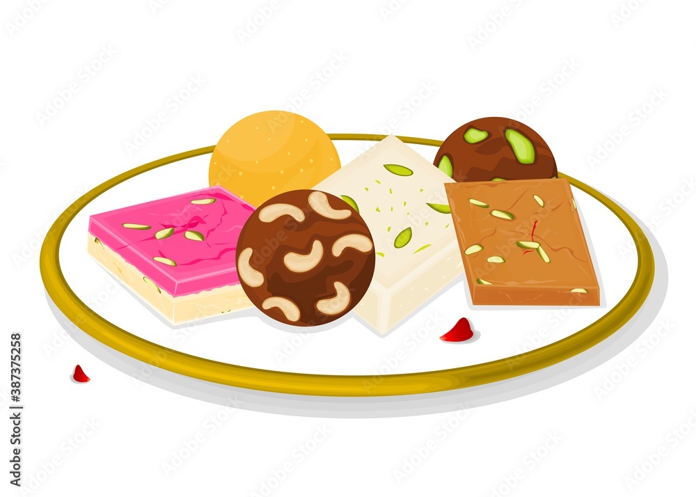 Indian Sweets or Mithai Like Laddu,Barfi Stock Vector | Adobe Stock