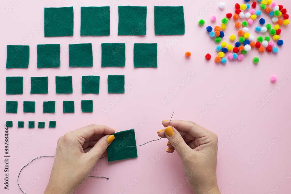 How to make small felt christmas tree at home. Step by step ...