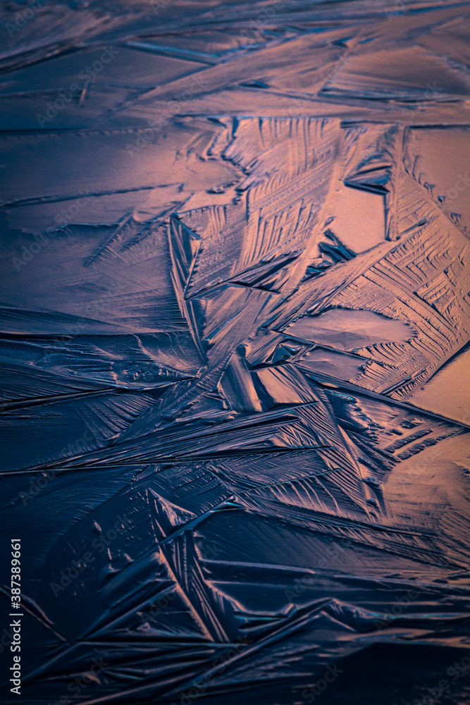 Colorized factured ice in sunset colors Stock Photo | Adobe Stock
