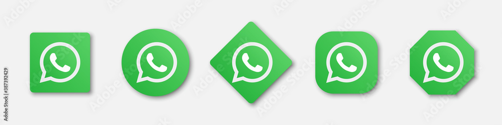 Set of Whatsapp logo in different shape. Whatsapp icons collection ...