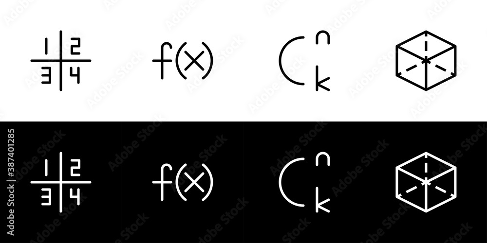 Branches of mathematics icon set. Flat design icon collection isolated ...