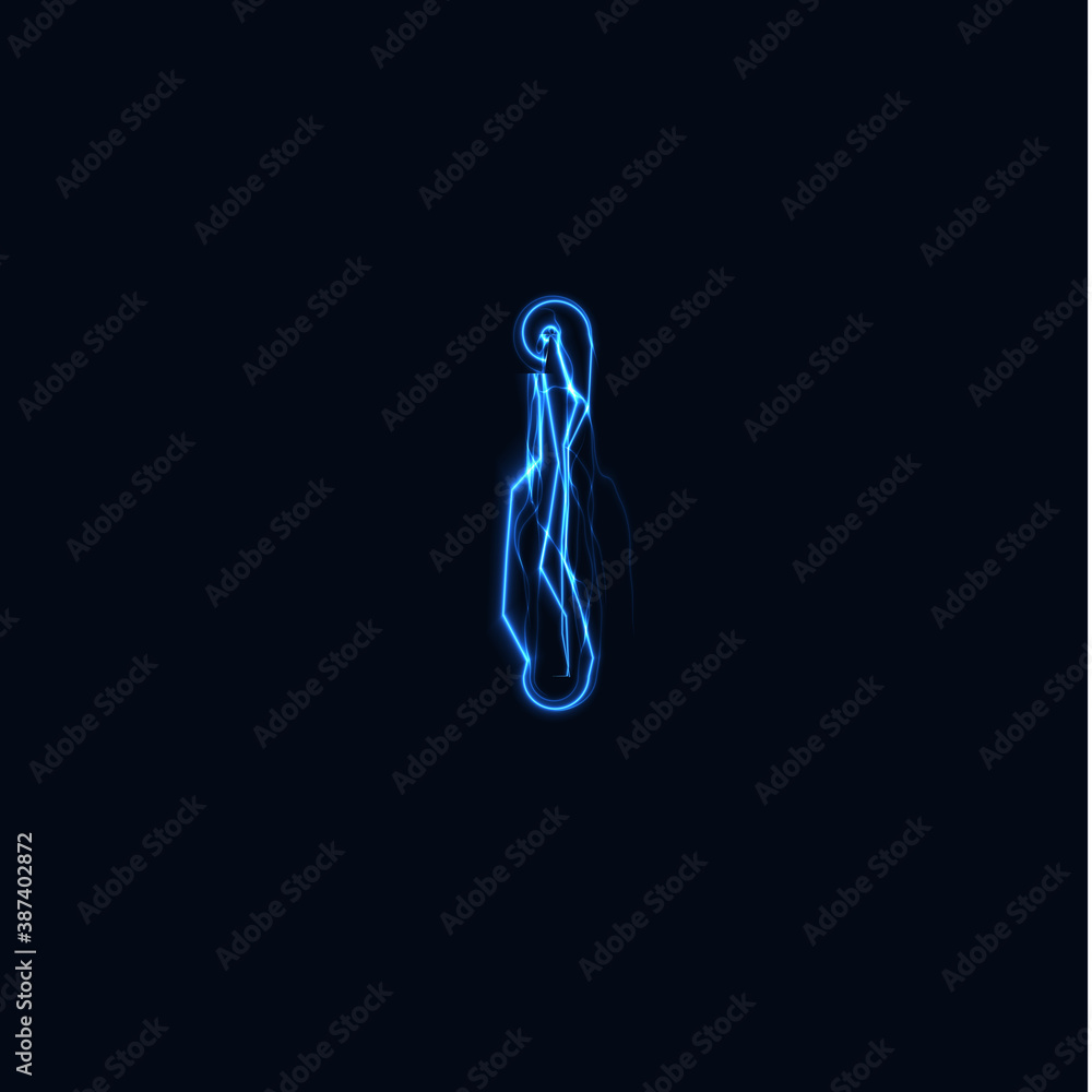 Lightning Realistic letter I, bright gloving logo, electric energy glow ...