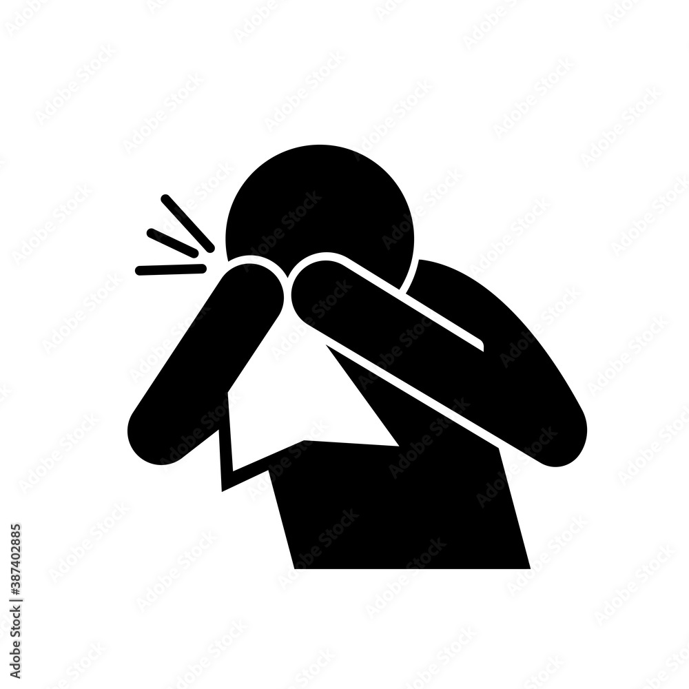 Cover your cough and sneeze Black Icon,Vector Illustration, Isolated On ...