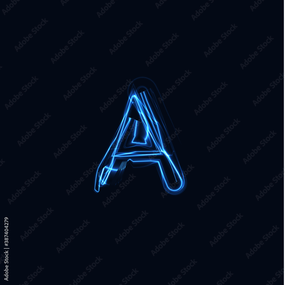 Lightning Realistic letter A, bright gloving logo, electric energy glow ...