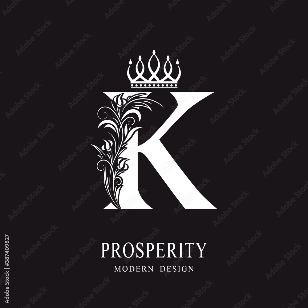 Elegant Capital letter K. Graceful royal style. Calligraphic beautiful ...