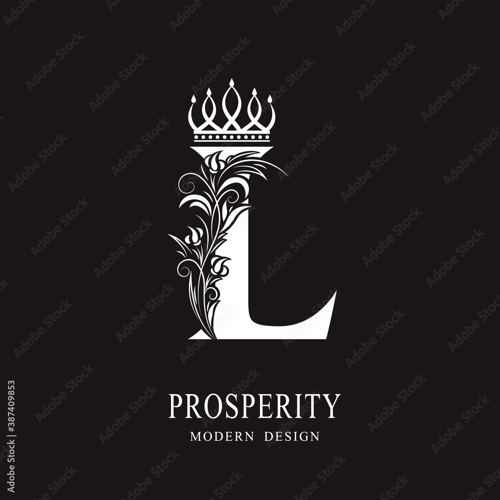Elegant Capital letter L. Graceful royal style. Calligraphic beautiful ...