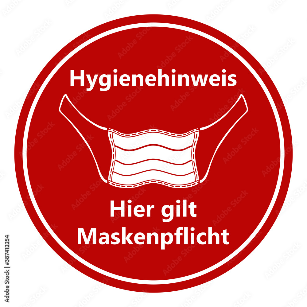 Vektor - Coronavirus - Maske - Hygienehinweis - Hier gilt Maskenpflicht ...
