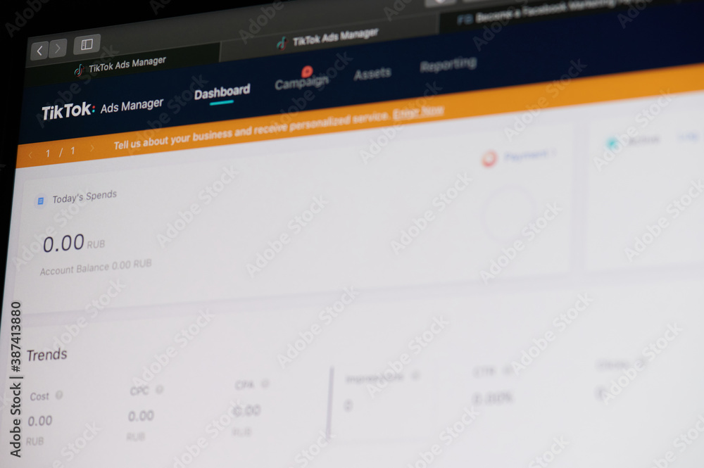Managing ad campaign in tiktok dashboard Stock Photo | Adobe Stock Managing ad campaign in tiktok dashboard Stock Photo | Adobe Stock