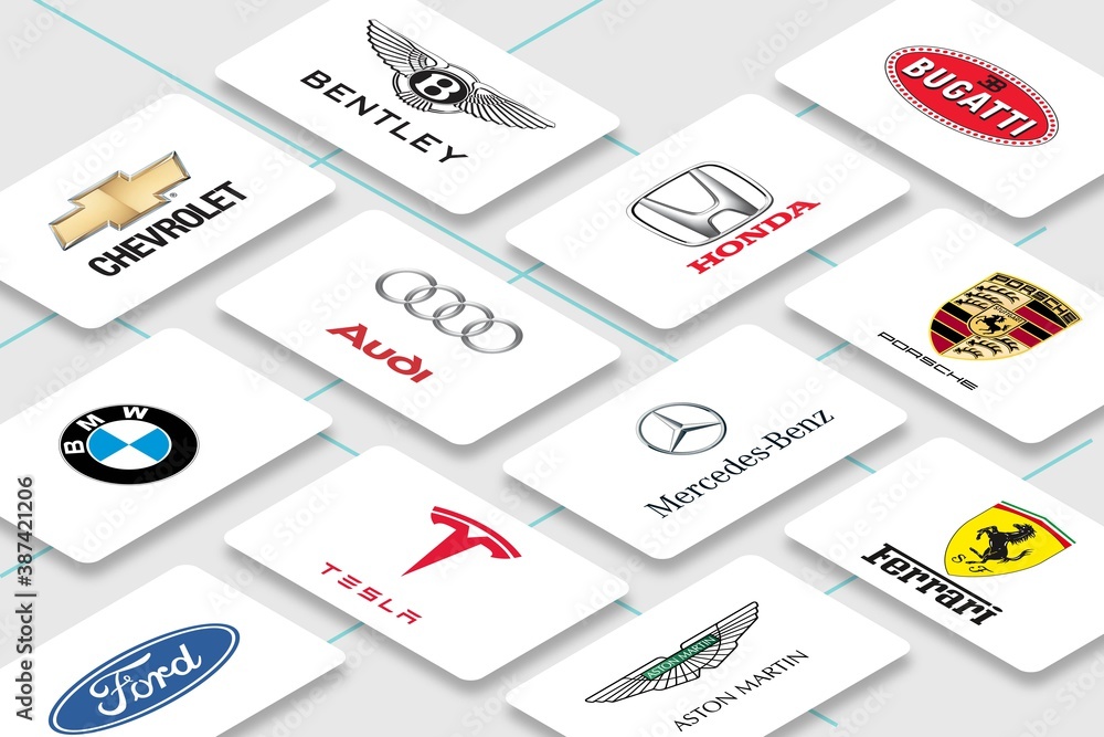 Vector illustration of multiple car manufacturer business card for ...