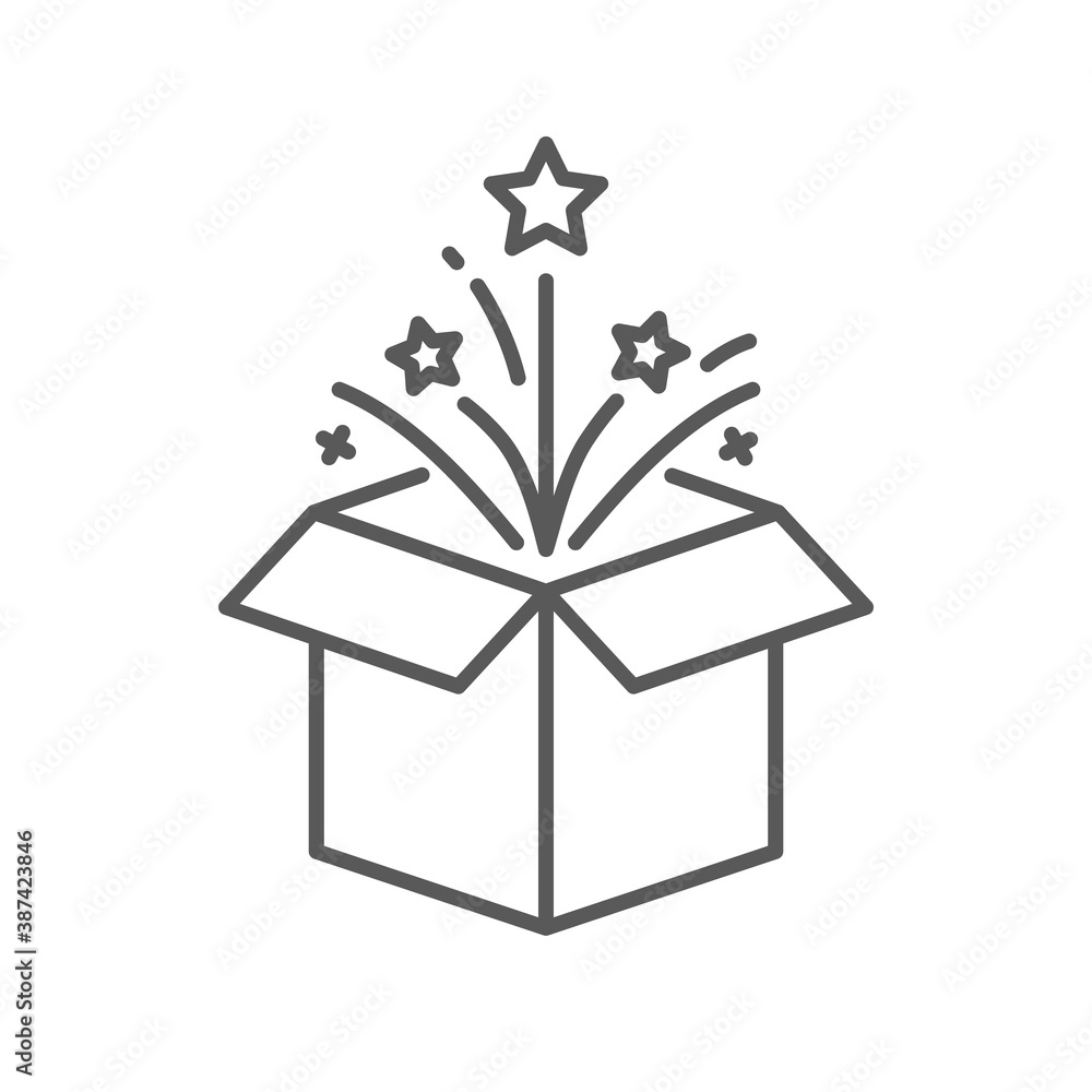 Magic box outline icon. linear style sign for mobile concept and web ...