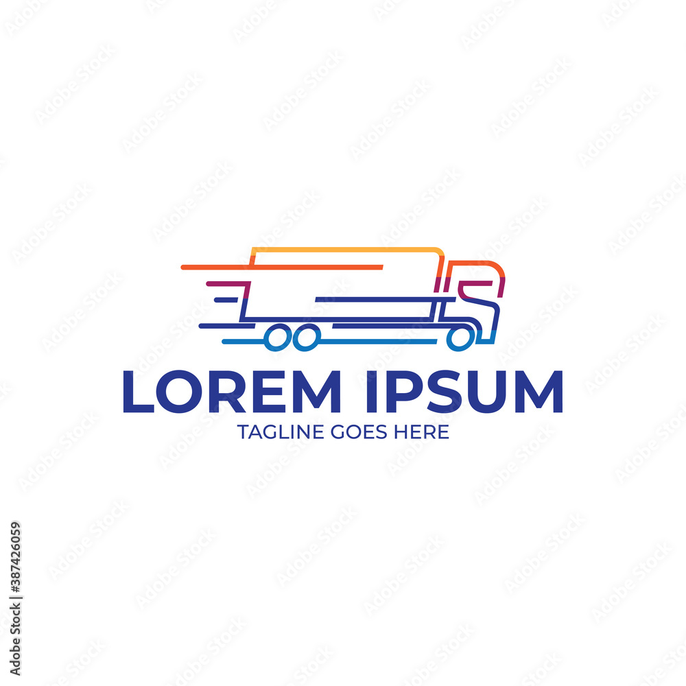 Truck shipping icon vector with colorful design. Fast moving shipping ...