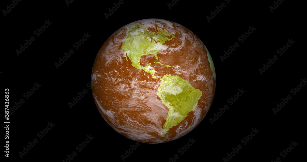 Damaged earth . Water polluted 3d earth on space. Virous attack all ...