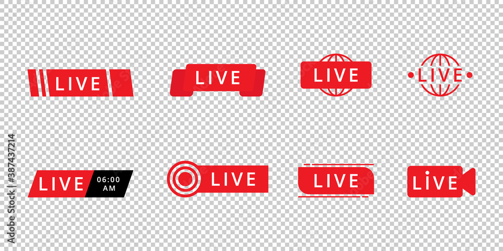 Live streaming icon set. Design for broadcasting, live streaming, news ...