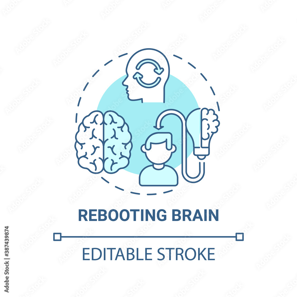 Rebooting brain concept icon. Me time benefits. Improving healthy life ...