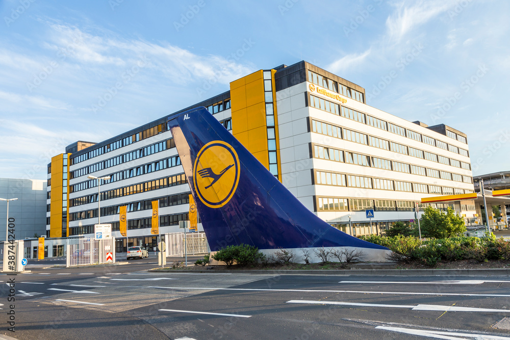 l tail sign installed at Tor 21 at Lufthansa headquarter in Frankfurt ...