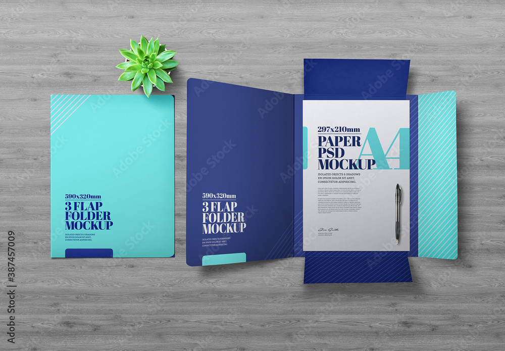 3 Flap Folder Mockup Stock Template | Adobe Stock
