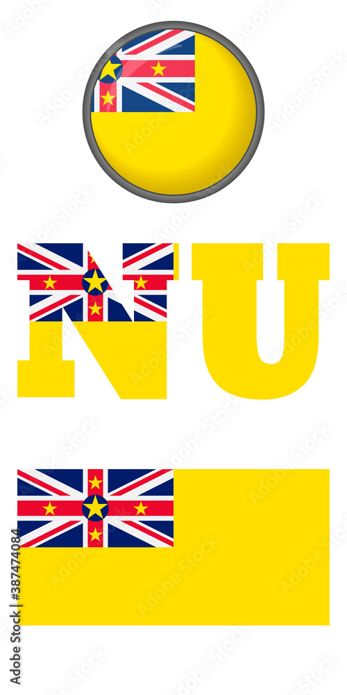 Niue island flag icons on a white background. Vector image: flag of the ...