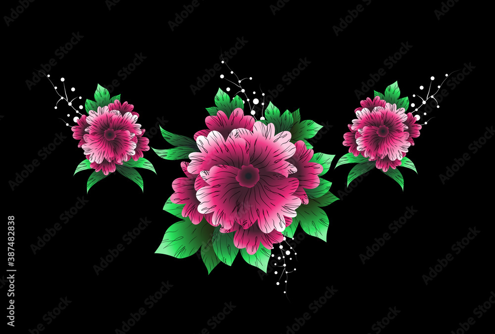 Flower isolated on black background. Modern design for t-shirt, print ...
