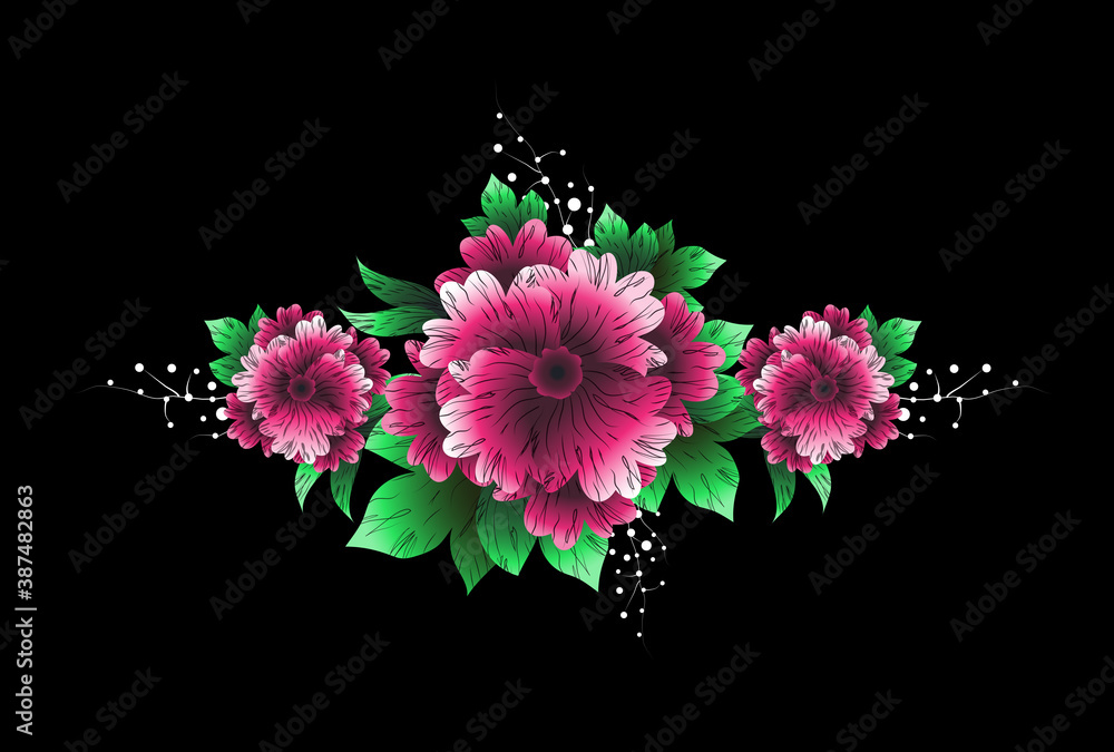 Flower isolated on black background. Modern design for t-shirt, print ...