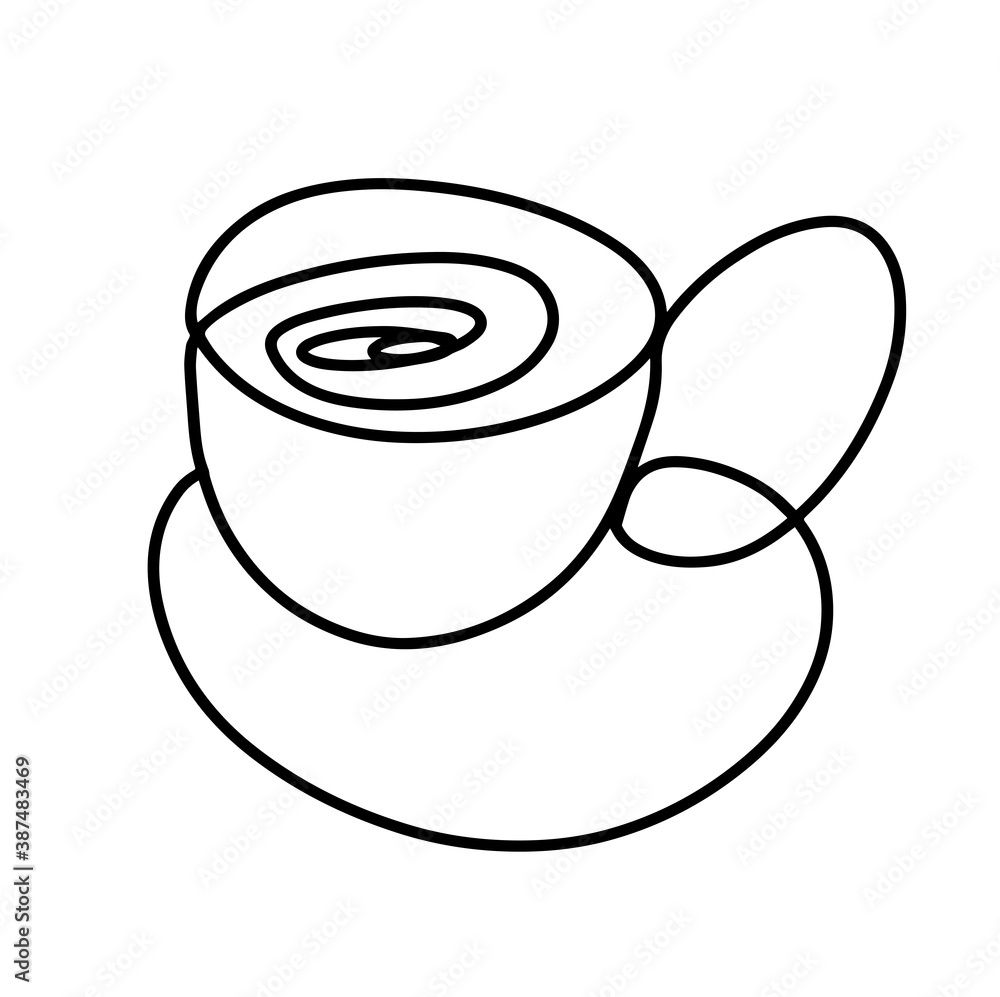 Continuous one line drawing of cup of coffee. Vector illustration ...