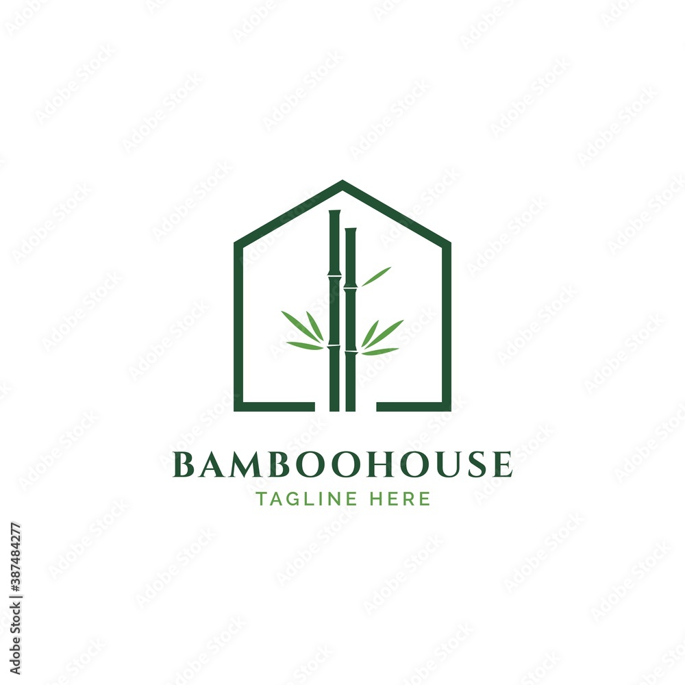 Bamboo house logo design illustration vector template Stock Vector ...