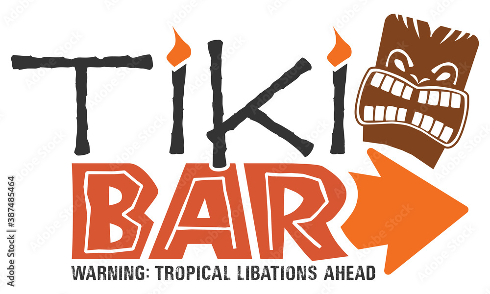 Tiki Bar Sign Advertising Tropical Cocktails | Graphic T-Shirt Design ...