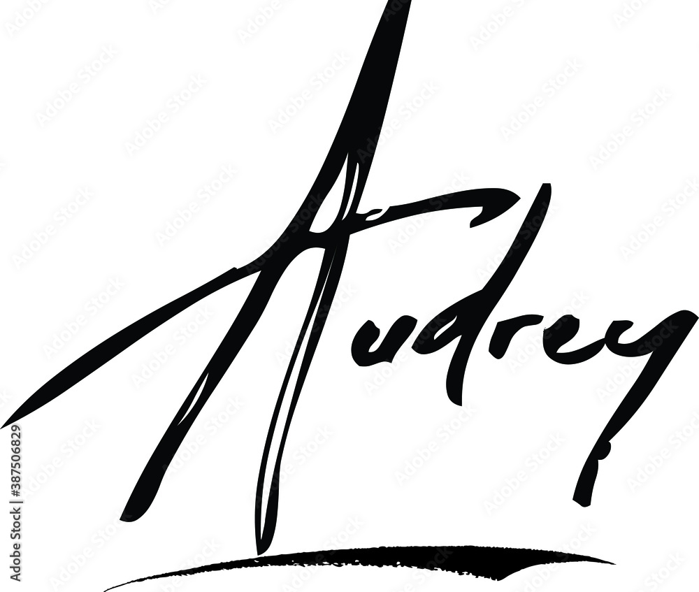 Audrey -Female Name Modern Brush Calligraphy Cursive Text on White ...