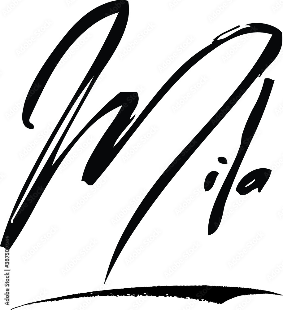 Mila -Female Name Modern Brush Calligraphy Cursive Text on White ...
