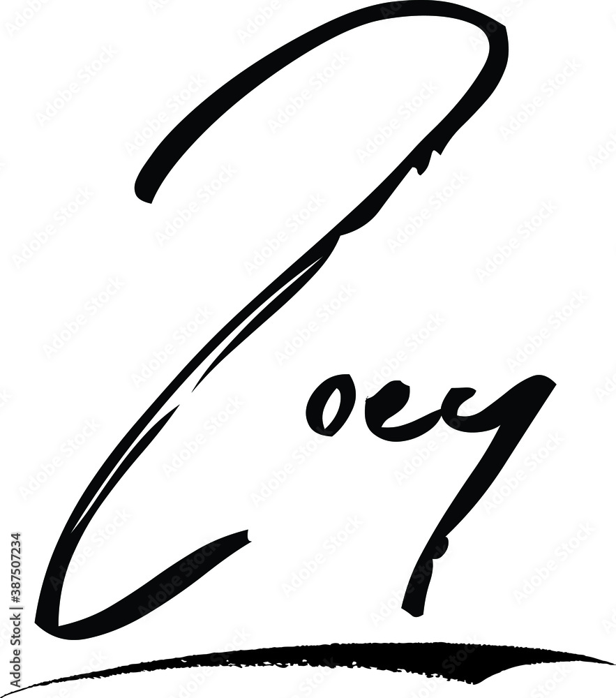 Zoey -Female Name Modern Brush Calligraphy Cursive Text on White ...