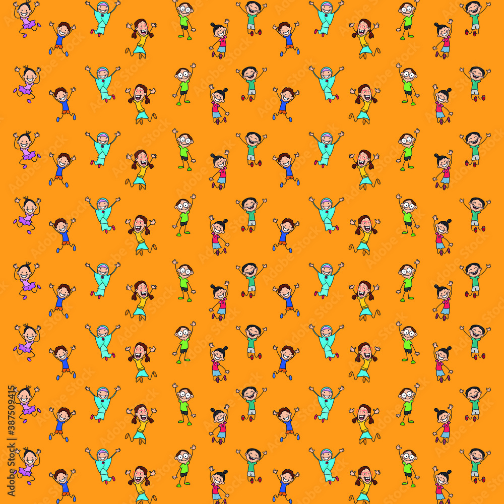 Wrapping paper with Children-Kids cartoon character for background and ...