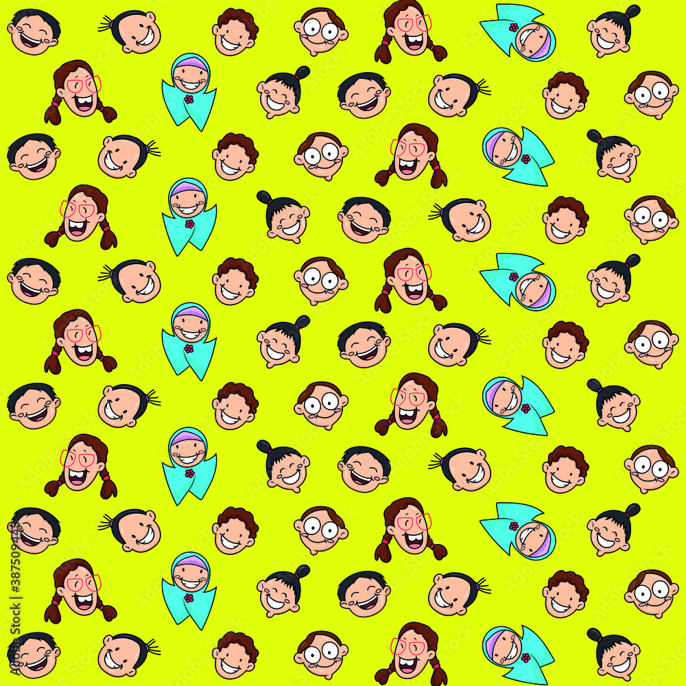 Wrapping paper with Children-Kids cartoon character for background and ...