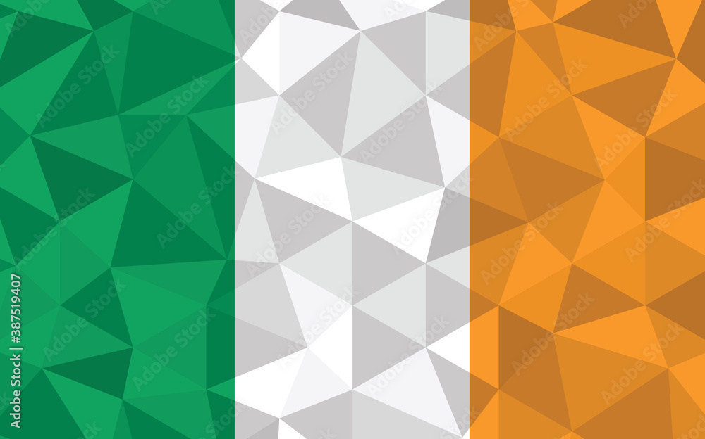 Low poly Ireland flag vector illustration. Triangular Irish flag ...