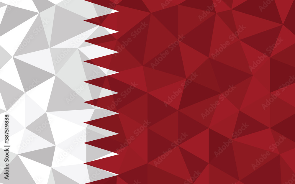 Low poly Qatar flag vector illustration. Triangular Qatari flag graphic ...
