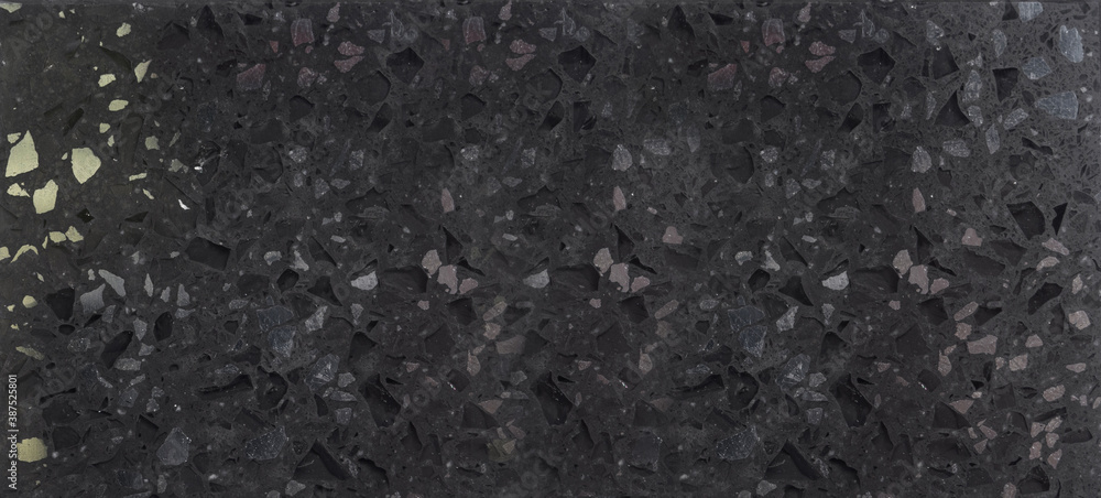 black Quartz surface white for bathroom or kitchen countertop. High ...