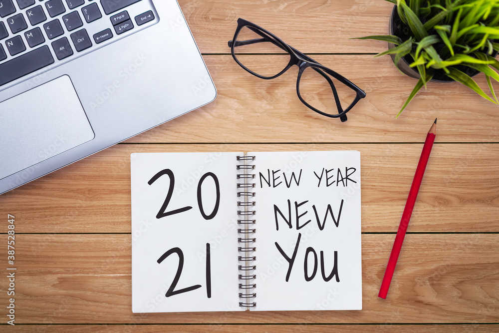 2021 Happy New Year Resolution Goal List - Business office desk with ...
