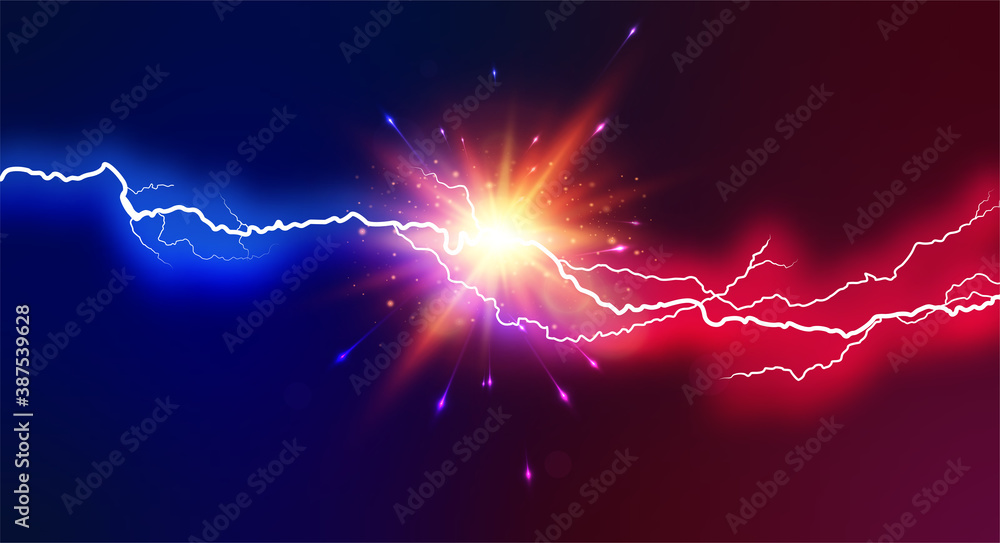 Electric Lightning blue and pink. Concept For Battle, Confrontation Or ...