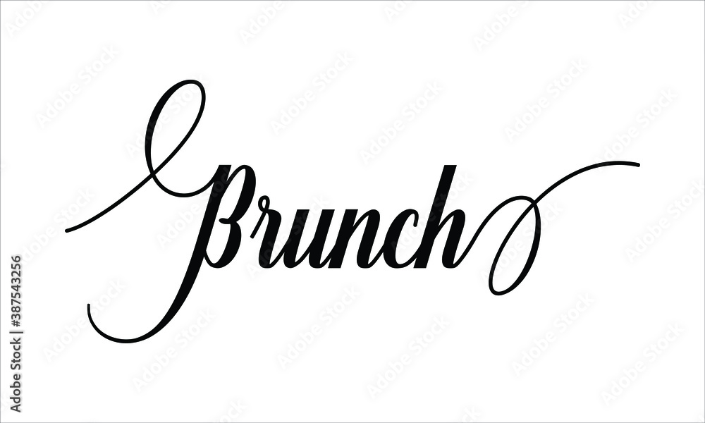 Brunch Script Typography Cursive Calligraphy Black text lettering ...