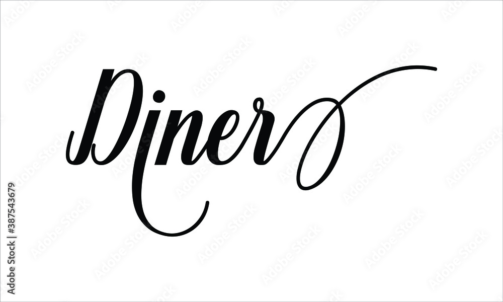 Diner Script Typography Cursive Calligraphy Black text lettering ...