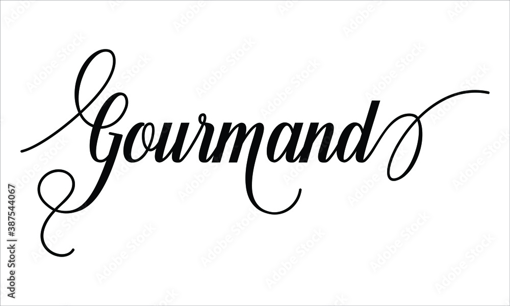 Vecteur Stock Gourmand Script Typography Cursive Calligraphy Black text ...