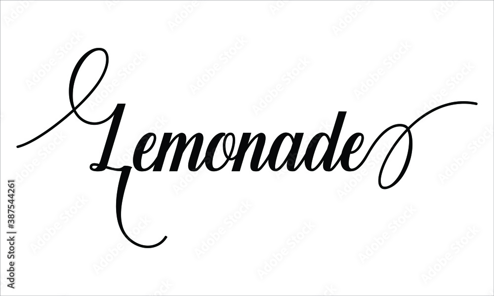 Lemonade Script Typography Cursive Calligraphy Black text lettering ...