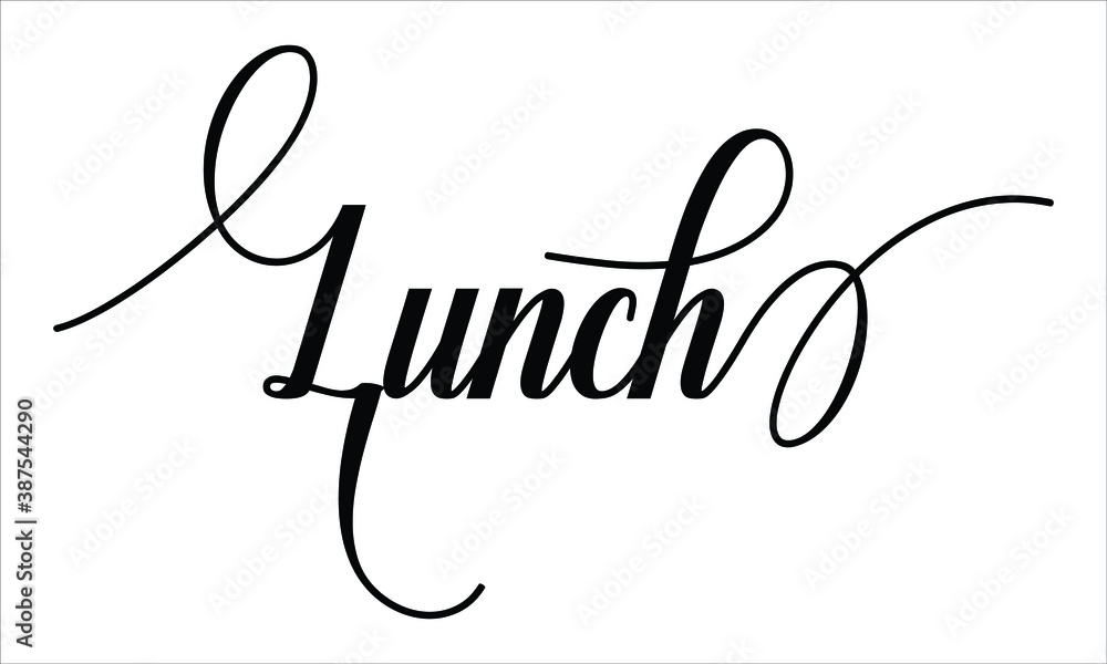 Lunch Script Typography Cursive Calligraphy Black text lettering ...