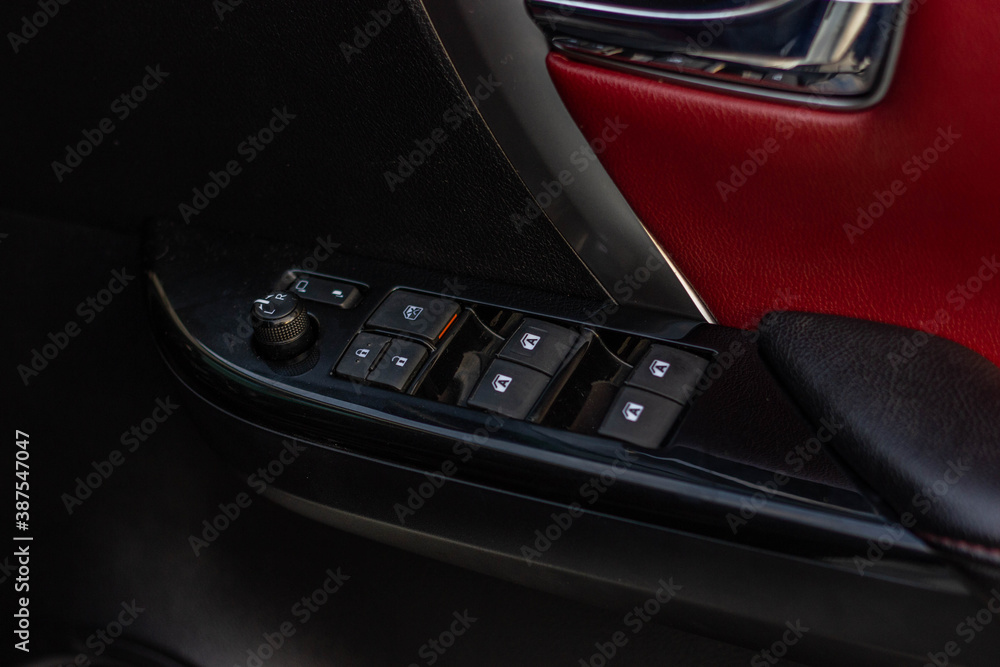 Car arm rest with Control Panel. Door Lock & Mirror Control. window ...